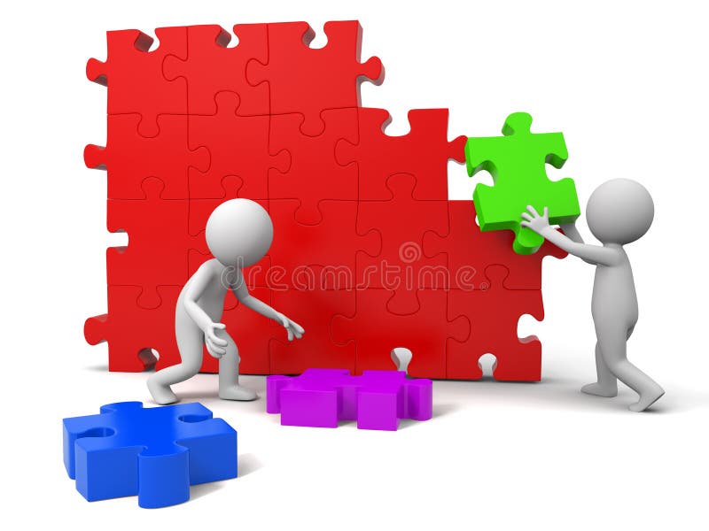 Teamwork Two People Moving Piece Puzzle Stock Illustrations – 12 ...
