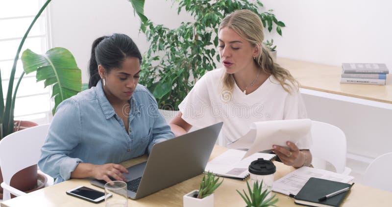 Teamwork, Typing on Laptop and Business People with Paperwork, Planning ...