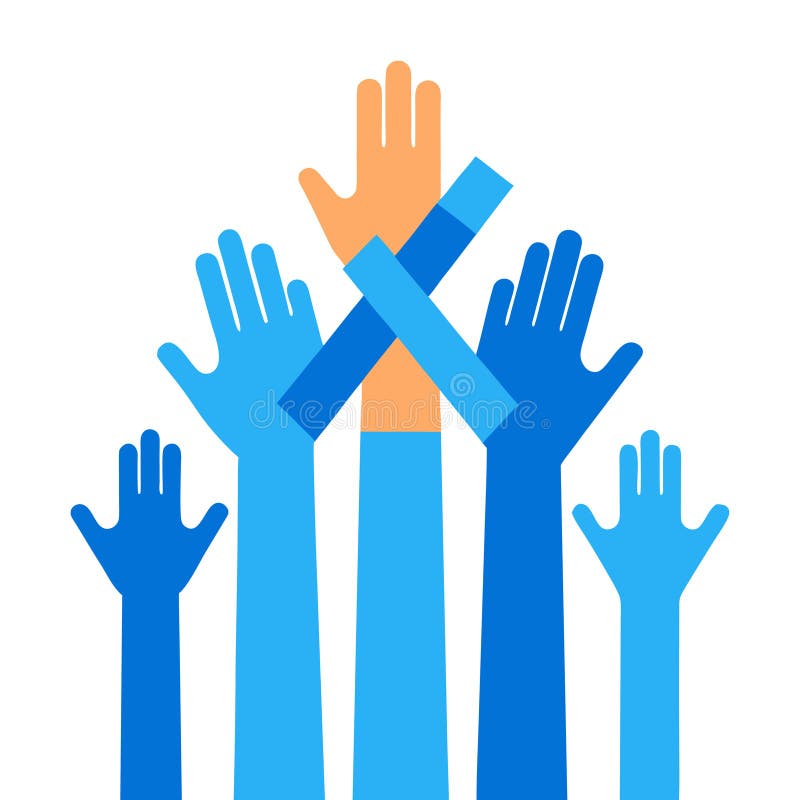 Teamwork, Unity, and Collaboration: Hands Reaching Upward Stock Vector ...