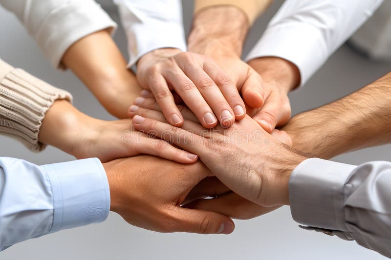 Teamwork and Unity Concept with Diverse Hands in Collaborative Stack ...