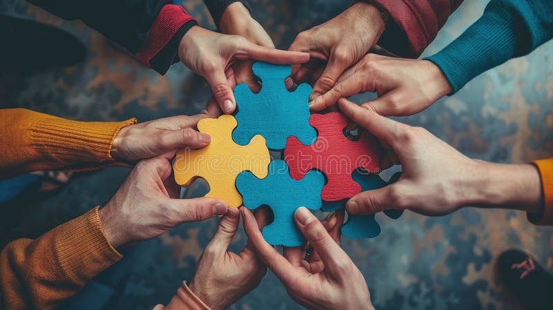 Teamwork and Unity Concept, Represented by Hands Holding Puzzle Pieces ...