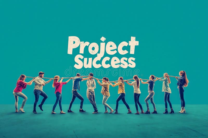 Teamwork and Unity Engage in a Rope Pulling Challenge for Success Stock ...