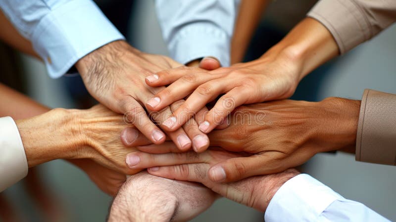 Teamwork and Unity: Hands Joined Together Stock Illustration ...
