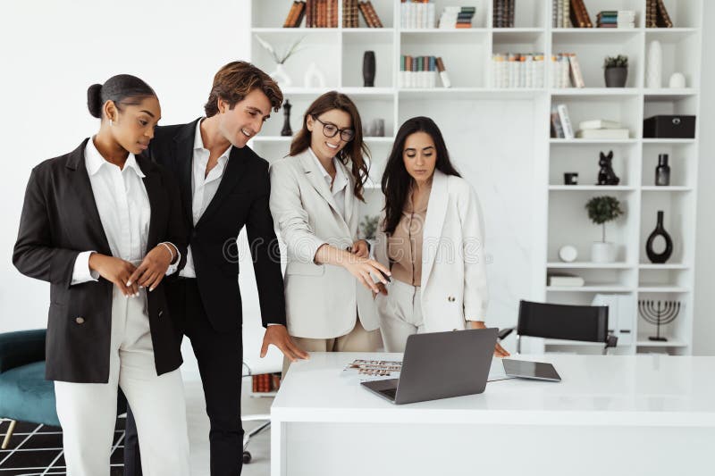 Teamwork and Unity. Professional International Business Team of Four ...