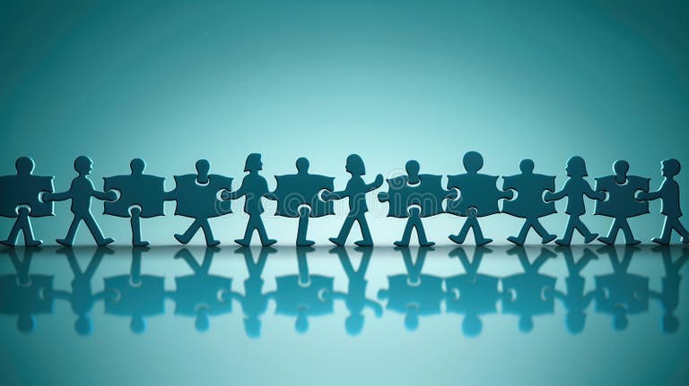 Teamwork and Unity: Puzzle People Connecting Stock Illustration ...