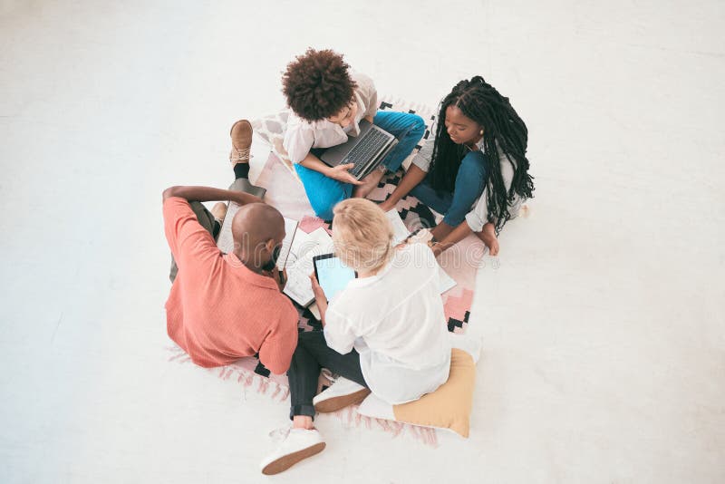 Teamwork, Unity and Support with Diverse Group Students from Above ...