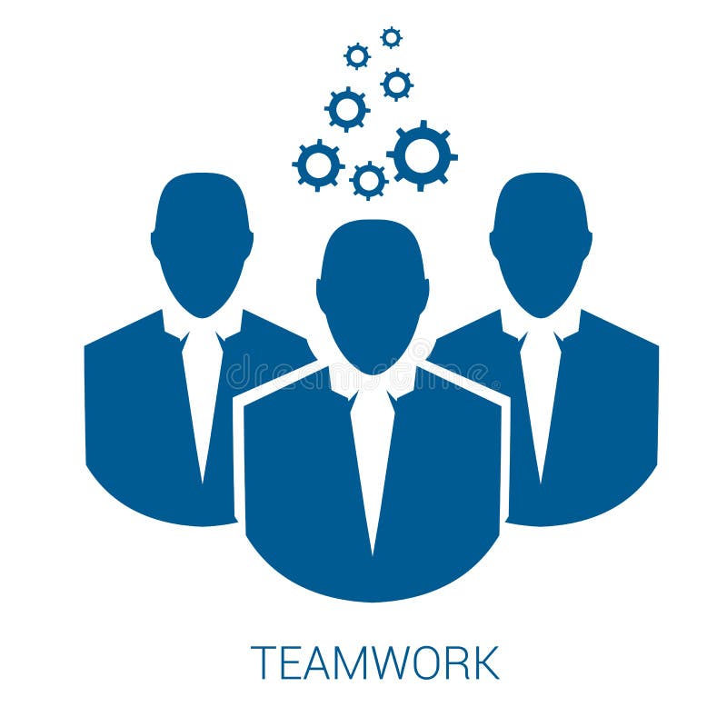 Teamwork Vector Blue Flat Icon Stock Vector - Illustration of elements ...
