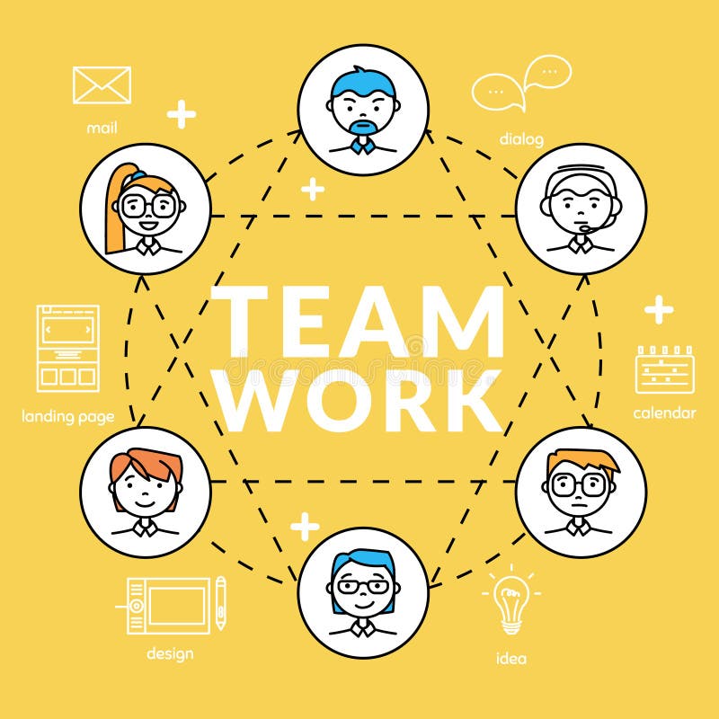 Teamwork. Vector Illustration Concepts of Team Community with Profile ...
