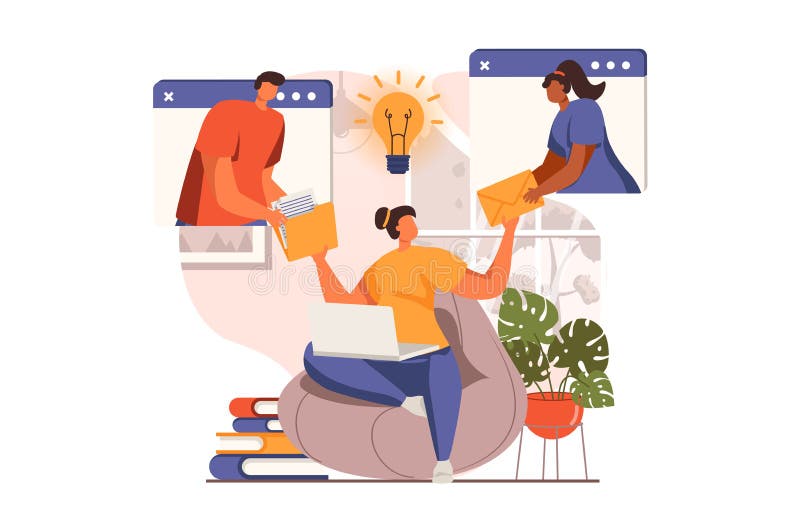 Teamwork Web Concept in Flat Design. Vector Illustration Stock Vector ...