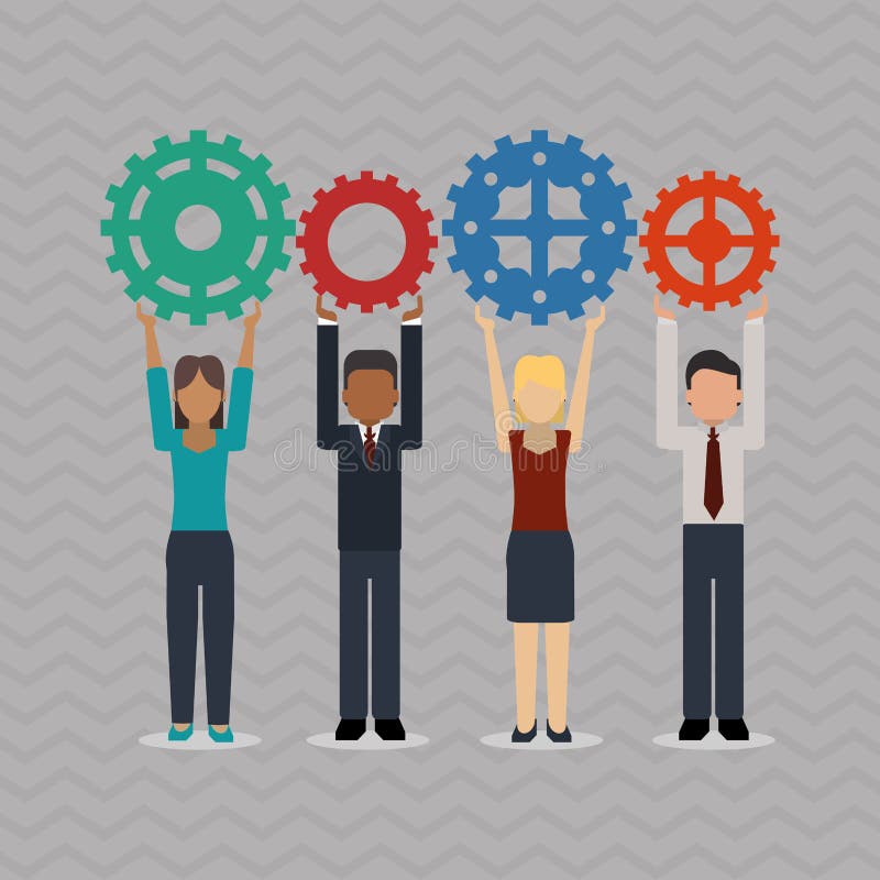 Teamwork wirth gear design stock vector. Illustration of communication ...