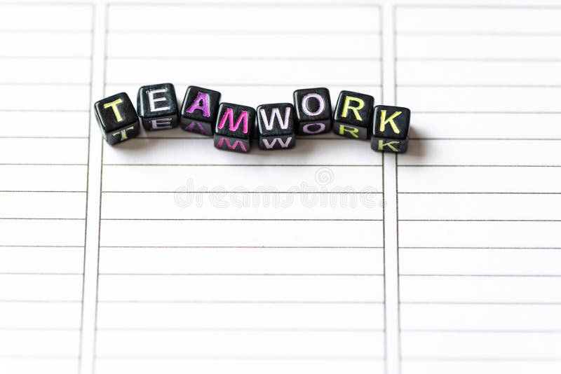 Team Work Word from Blocks on Clean Page Notebook Close Up Stock Image ...