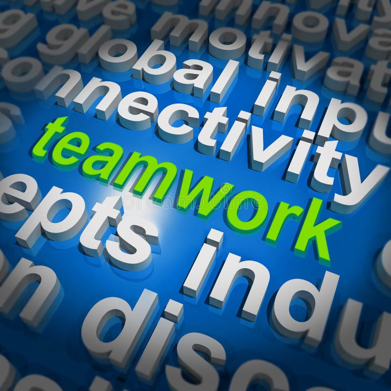 Teamwork Shows Combined Effort and Cooperation Stock Illustration ...