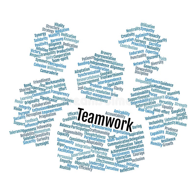Teamwork Word Cloud stock illustration. Illustration of word - 334797139