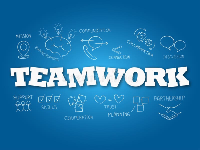 Teamwork Word on Light Blue Background. Vector Illustration Stock ...