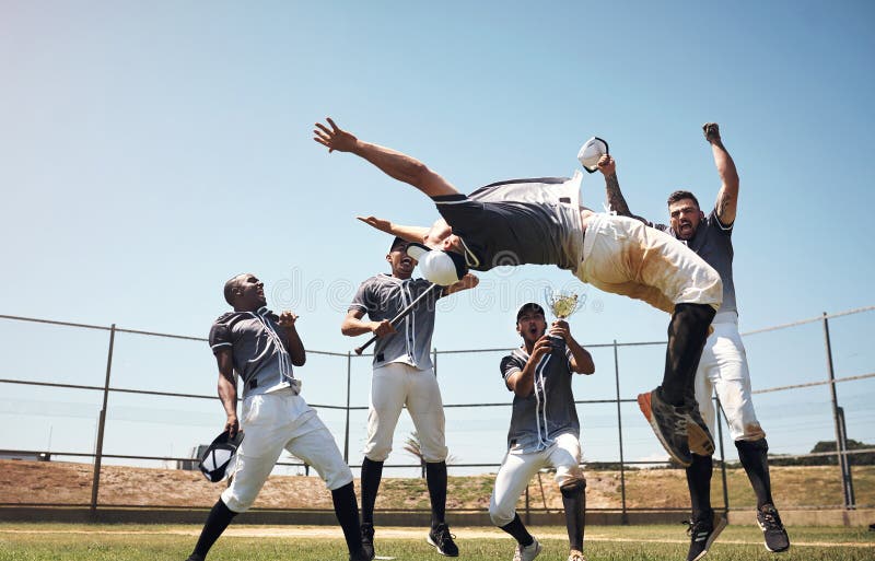 Teamwork is Worth the Win. a Group of Young Baseball Players ...