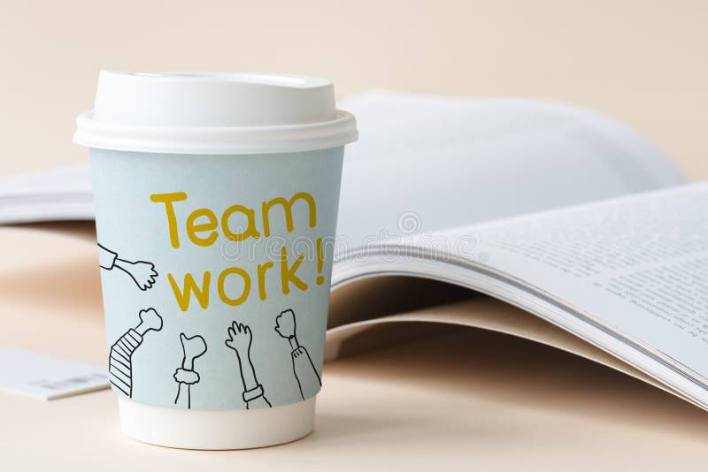 Teamwork Written on a Paper Cup Stock Image - Image of group, book ...