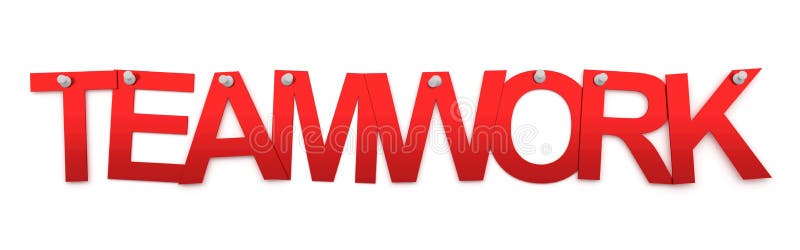 Teamwork Written with Red Letters Pinned on Wall Stock Illustration ...