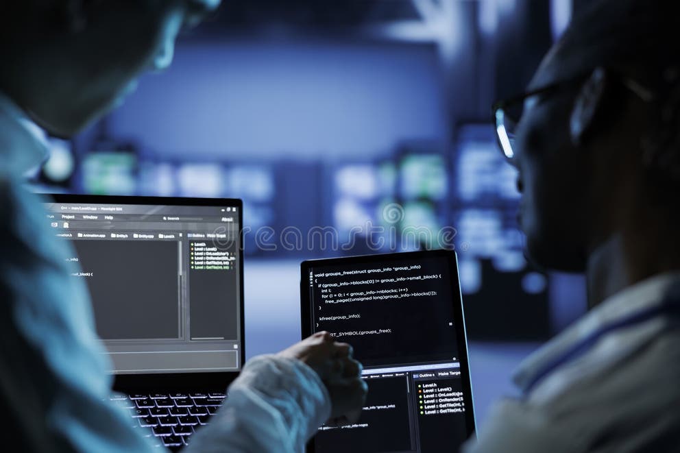 Colleagues Code on Tablet in Data Center Stock Image - Image of ...