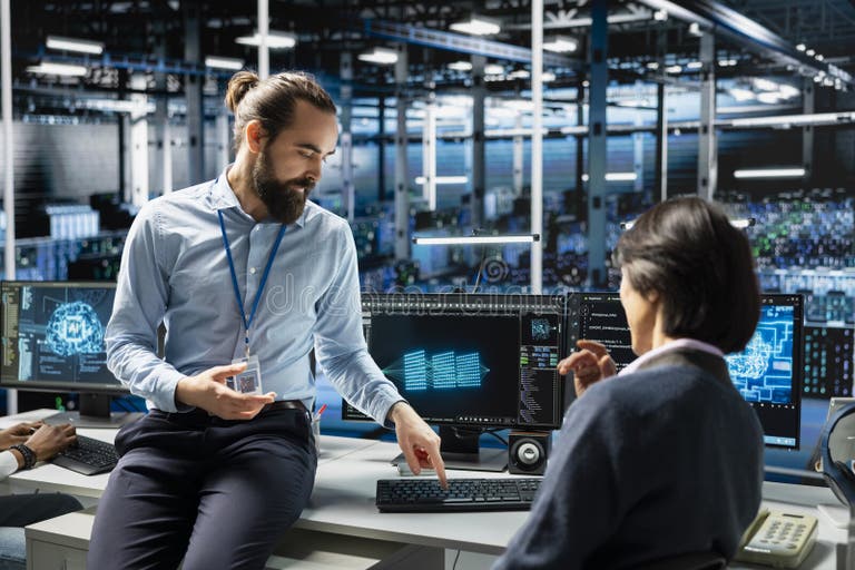 Teamworking Data Center Colleagues Managing AI Training Datasets Using ...