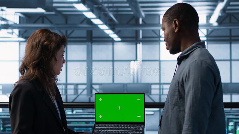 Teamworking it Experts Adjusting Server Room Configurations with Mockup ...