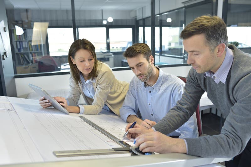 Teamworking of a Group of Architects Stock Image - Image of architect ...