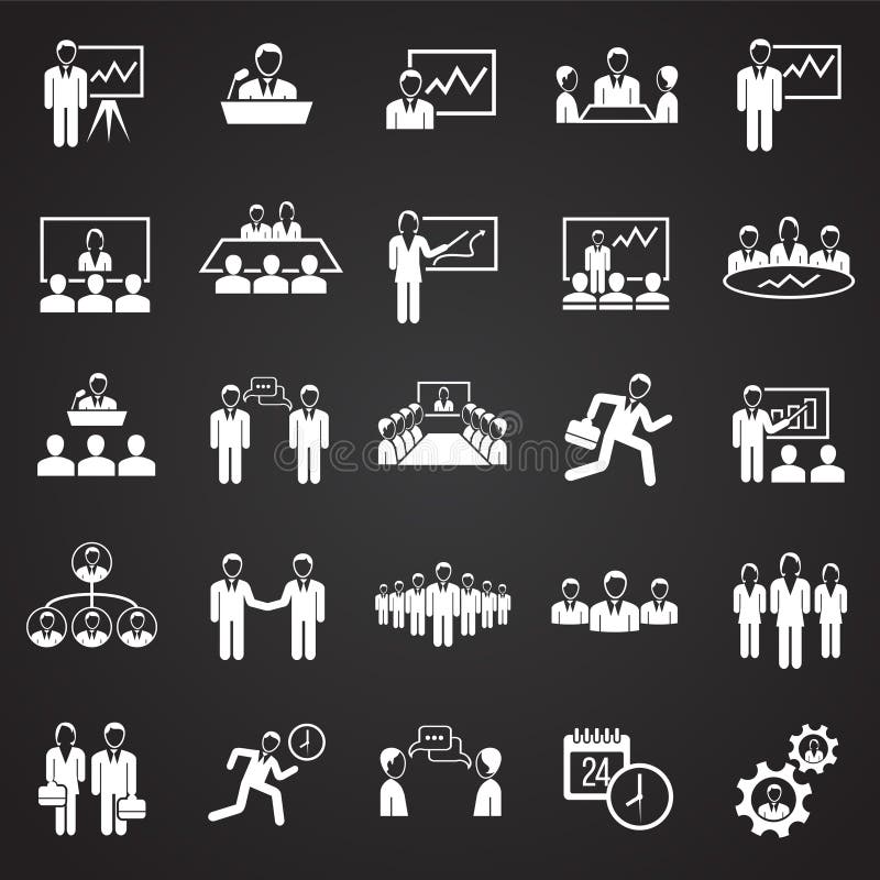 Teamworking Set on Black Background Stock Vector - Illustration of ...