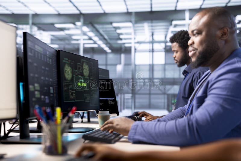 Teamworking Technicians in Data Center Getting Access Granted ...