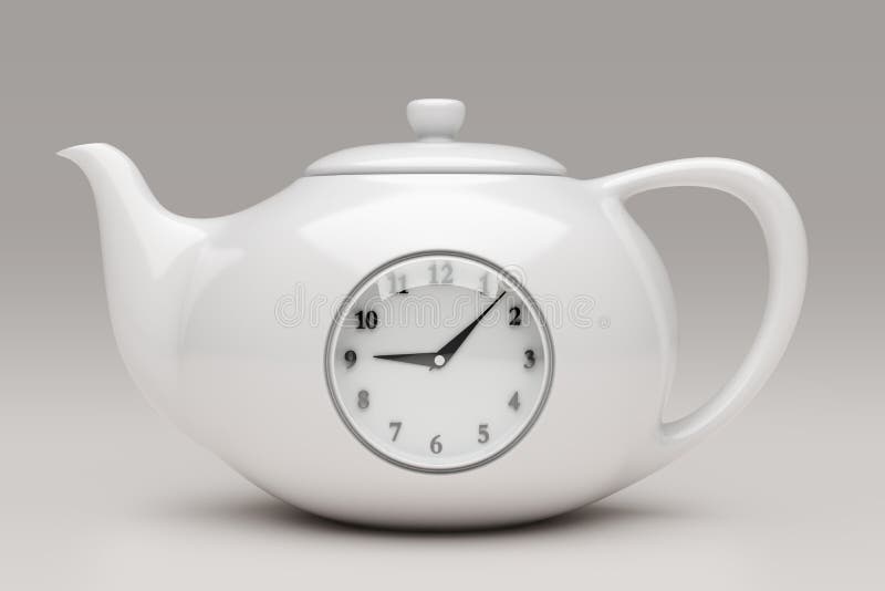 Teapot with clock stock illustration. Illustration of white - 21522533