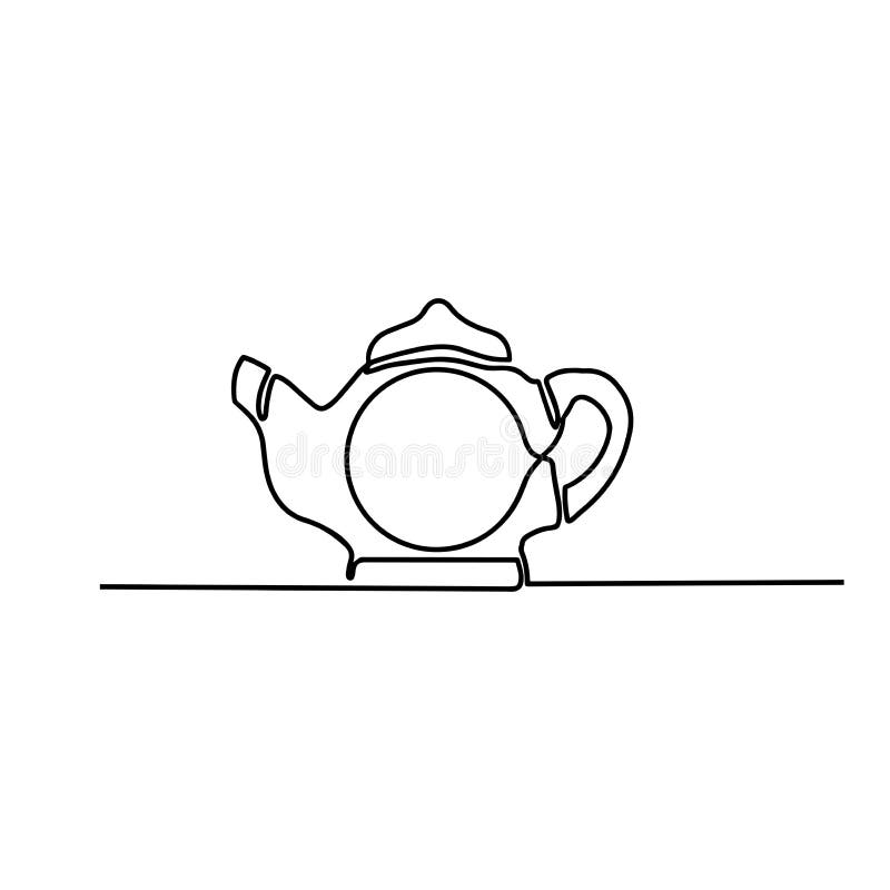 Teapot. Continuous Drawing of Lines. Teapot Logo with One Contour ...
