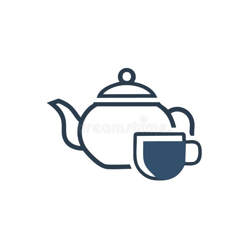 Teapot and Cup Icon Illustration. Simple Outline Icon of a Teapot and a ...