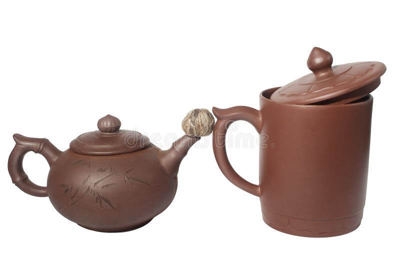 Teapot, Cup and Rolled Dry Teaball Stock Photo - Image of ball, close ...