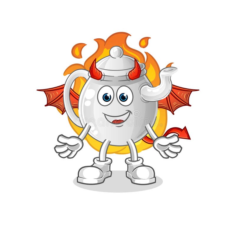 Teapot Demon with Wings Character. Cartoon Mascot Vector Stock Vector ...