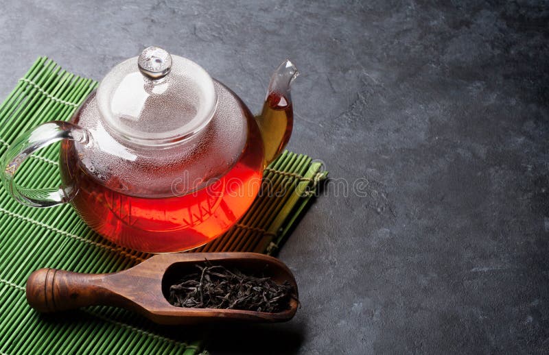 Teapot and Dry Tea in Spoon Stock Photo - Image of background, aromatic ...