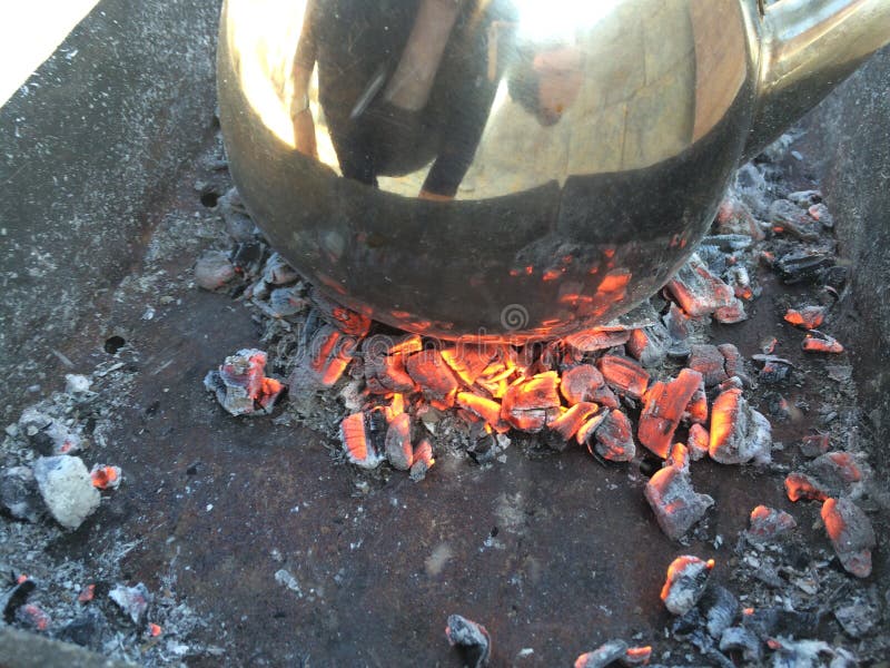 Teapot on fire stock photo. Image of delicious, cook - 124493778