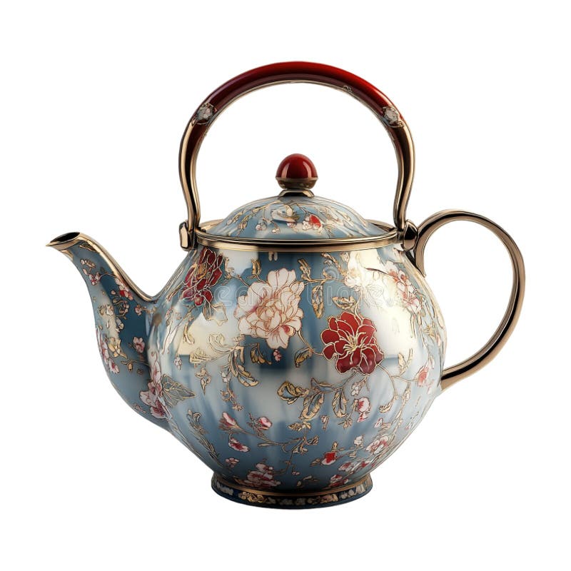 Teapot with a Floral Pattern on Transparent Background - Ai Generated ...
