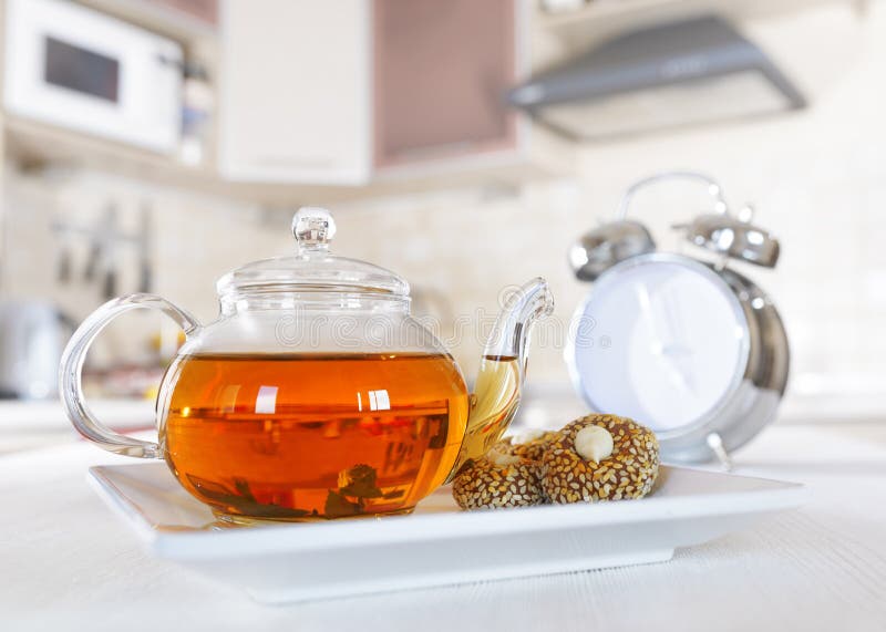 Teapot of Fresh Tea in a Kitchen Stock Image - Image of culture ...