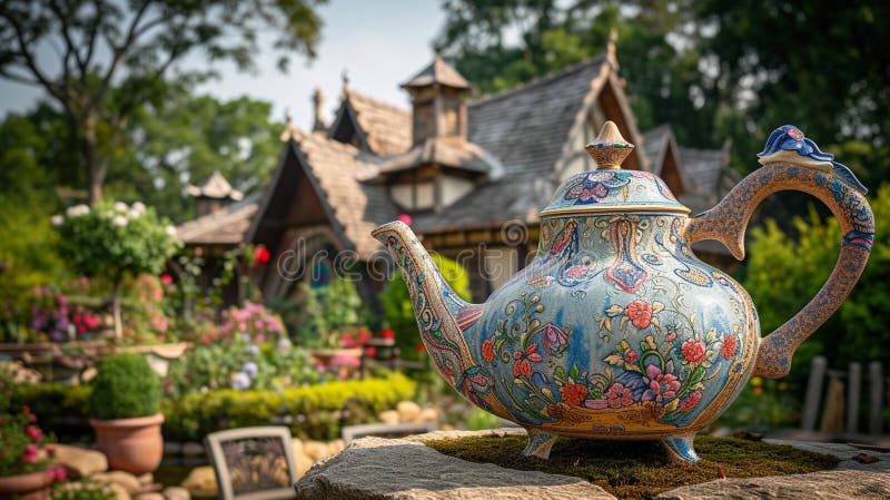 Teapot House with Beautiful Views. Generative Ai Stock Illustration ...