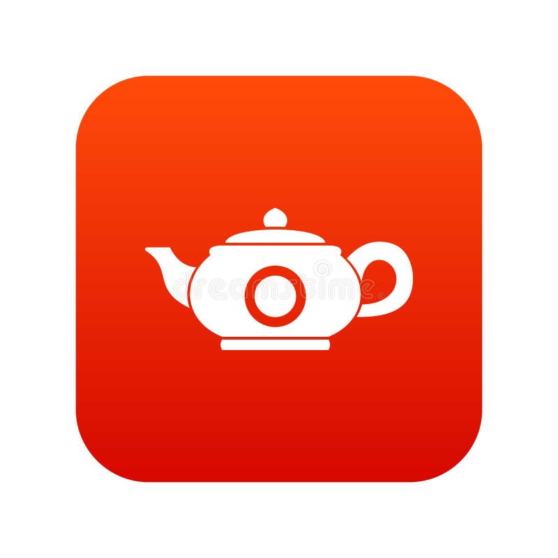 Teapot icon digital red stock vector. Illustration of label - 108299549