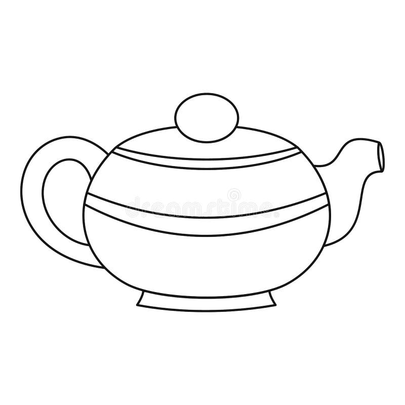 Teapot icon, outline style stock vector. Illustration of lifestyle ...