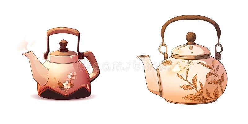 Teapot or Kettle Logo 2D AI Generated Stock Image - Image of boil ...