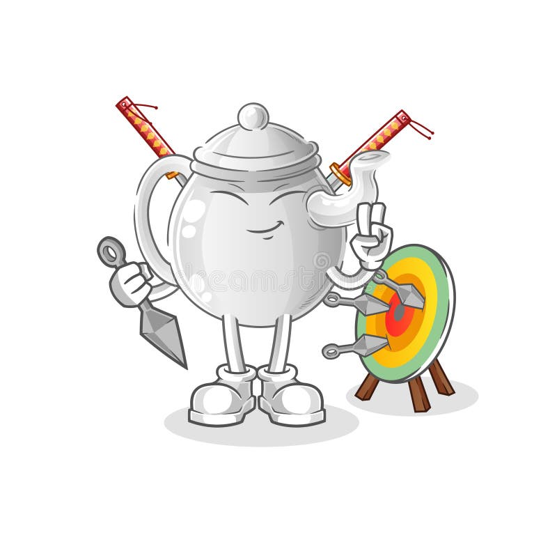 Teapot Ninja Cartoon. Character Vector Stock Vector - Illustration of ...