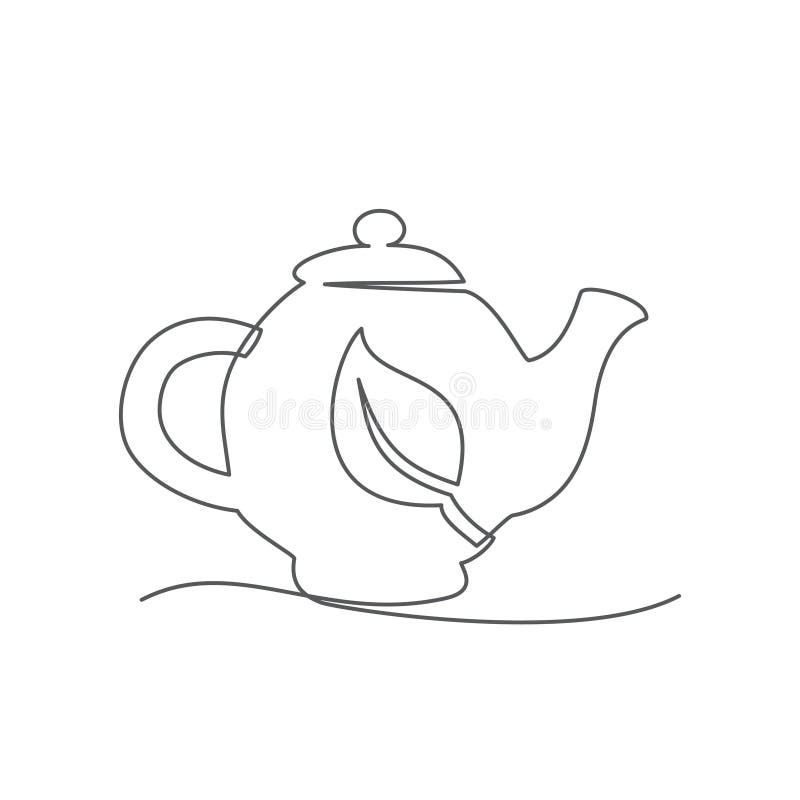 Teapot One Line Drawing on White Background Stock Vector - Illustration ...