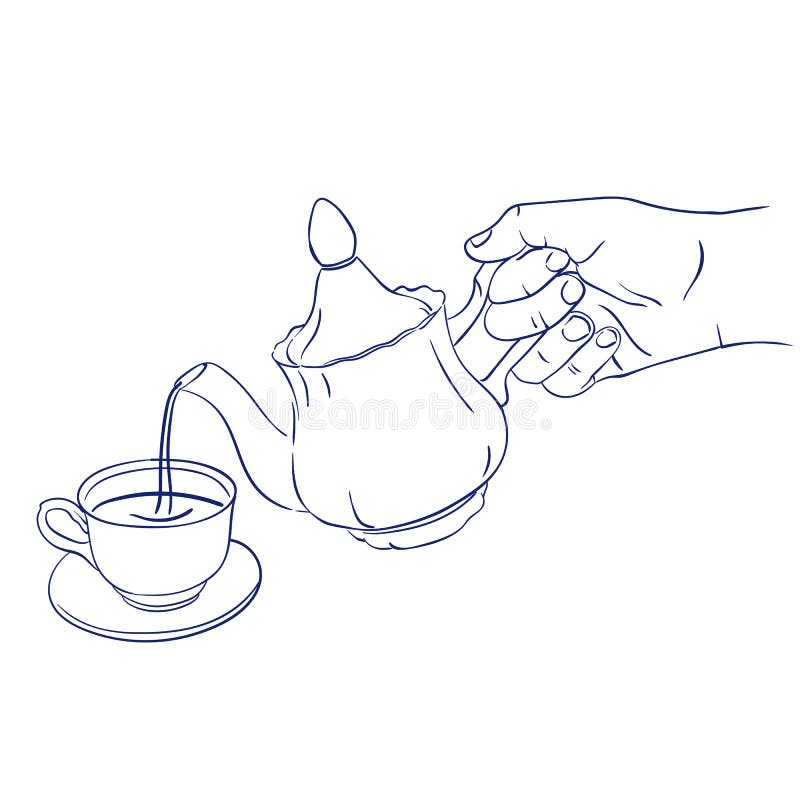 Teapot Pours Tea into a Cup Stock Vector - Illustration of flat ...