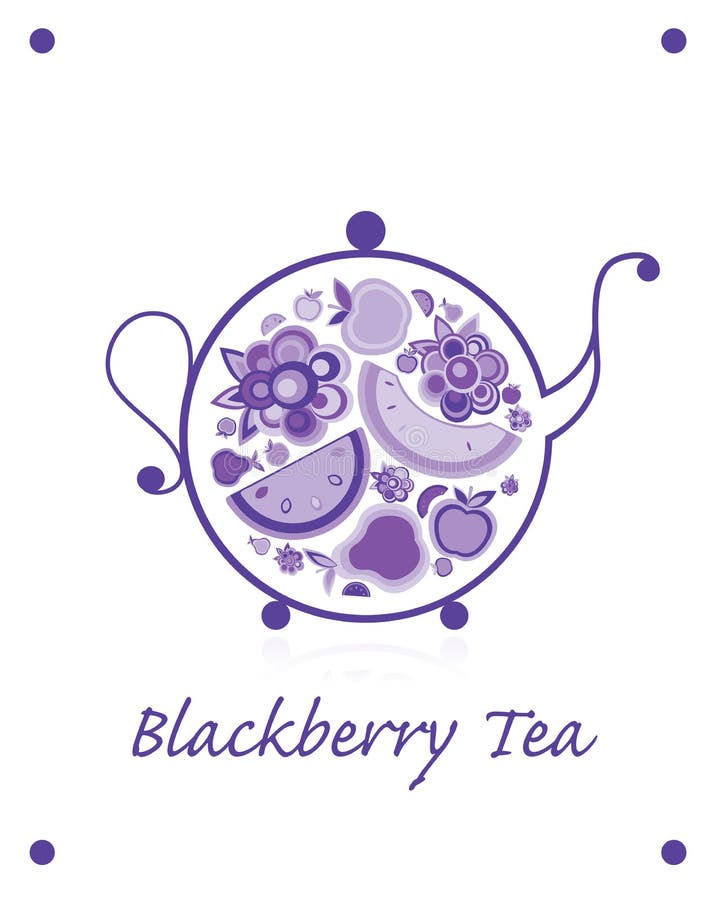 Teapot Sketch with Fruit and Berries Tea for Your Design Stock Vector ...