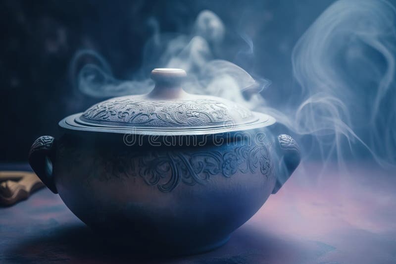 A Teapot with Steam Rising from it on a Table Stock Illustration ...