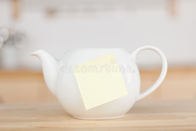 Teapot with Tag Stuck on it Stock Photo - Image of paper, detail: 31881512