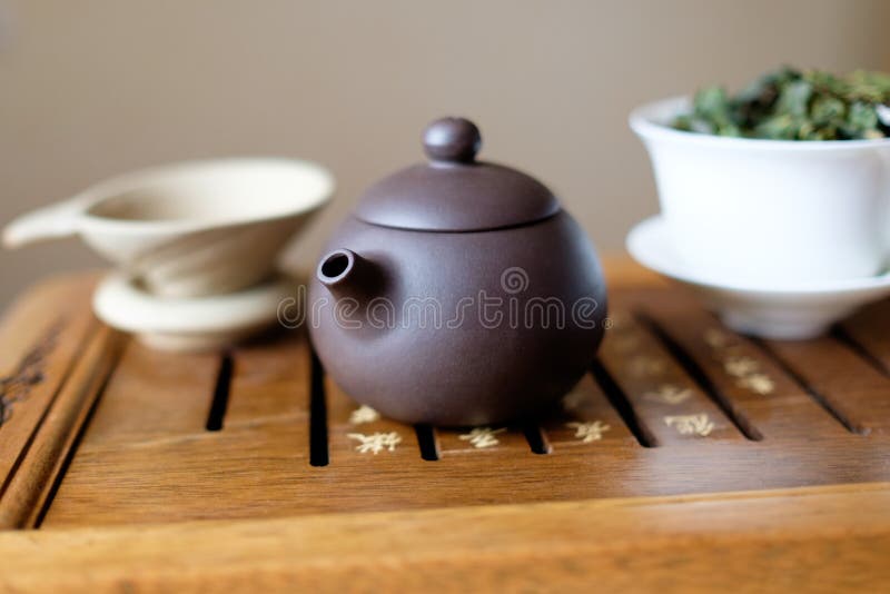 Teapot on the tea desk stock photo. Image of drink, objects - 66718922