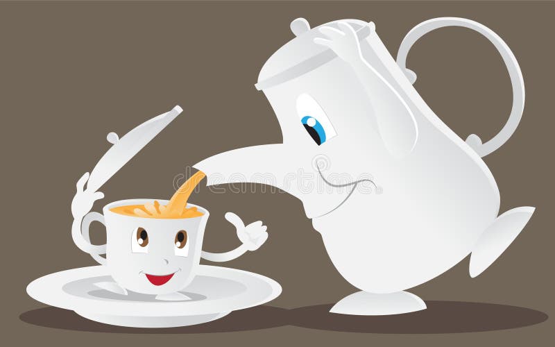 Teapot and teacup stock vector. Illustration of happy - 44931930