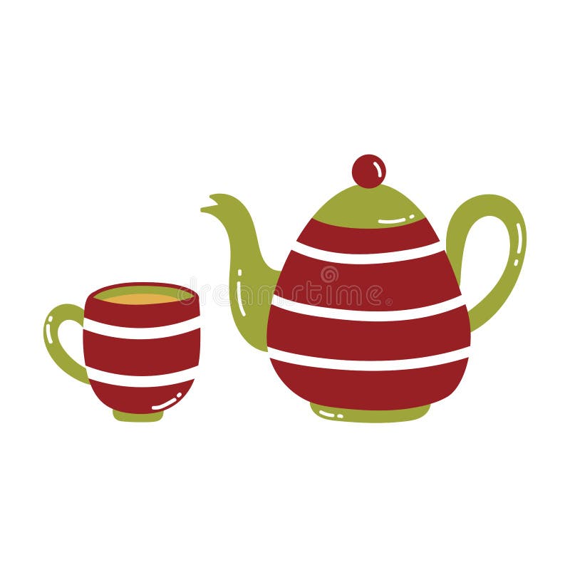 Teapot and Teacup Cute Vector Icons Set Stock Vector - Illustration of ...
