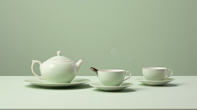 Teapot and Two Cups stock illustration. Illustration of saucer - 293725181